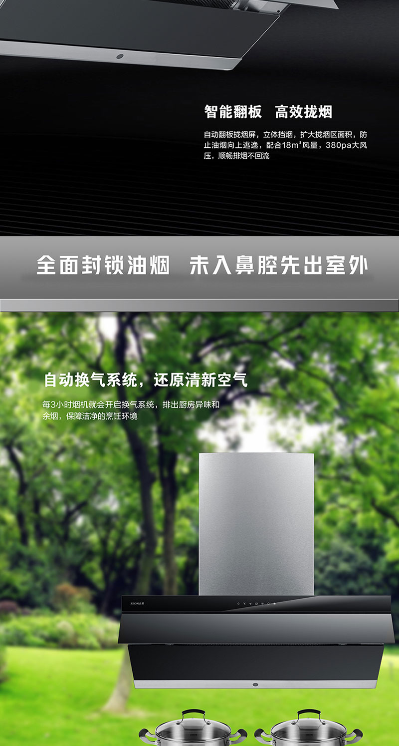 CXW-220-C9006 半侧式自动翻板吸油烟机 - 厨房电器详情-志邦家居